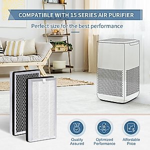 Zouhwaso MA Series 15 Replacement Filter compatible with MA Series 15 Air Cleaner pur-ifier Filter Replacement, 3-in-1 Composite Filter with H13 True HEPA, acti-vated car-bon and Pre-filter, Pack of 8