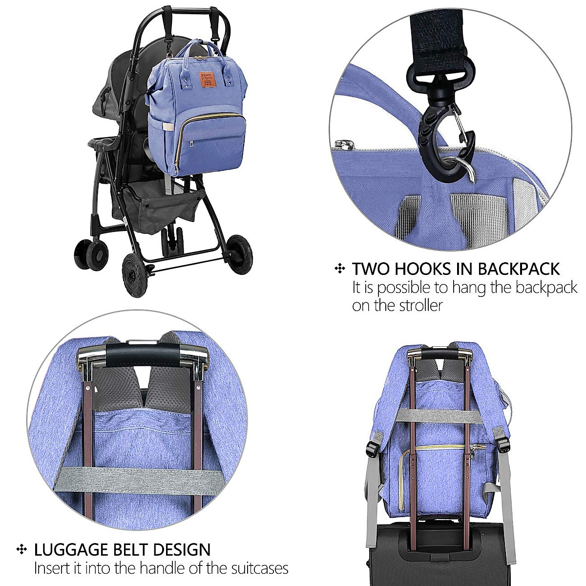 BALCONY & FALCON Multi-Functional Diaper Bag Backpack with Changing Pad Waterproof Nappy Bag