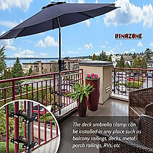 Vinazone Patio Umbrella Holder, Heavy Duty Deck Umbrella Mount, Umbrella Holder for Deck Railing, Deck Mount Umbrella Holder, Umbrella Deck Mount, Umbrella Clamp for Fence, Railing, Deck- 4Pack -Black