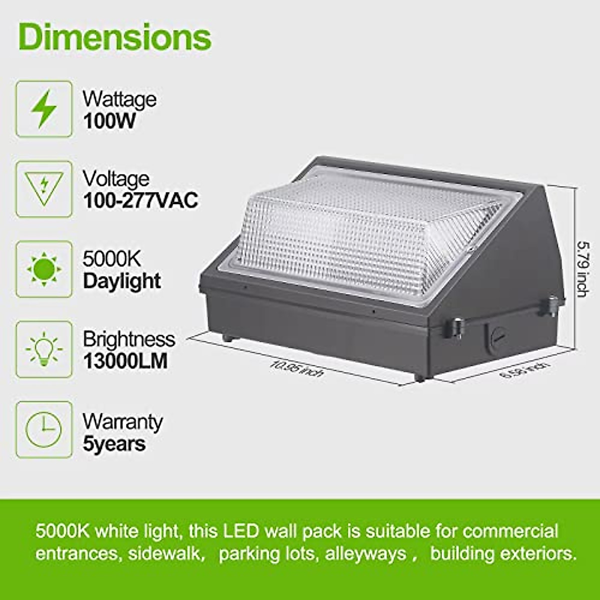 Paktonvo 100W LED Wall Pack Dusk to Dawn, 13000Lm 5000K Daylight Commercial Security Lighting,400-600W MH Equivalent, 100-277V,ETL Certified Outdoor LED Wall Pack Light for Parking Lot Doorway House