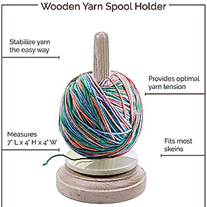 AnNafi® Wood Yarn Holder with Twirling Mechanism Classic | Classic Wooden Spinning Yarn & Thread Holder | Knitting Embroidery Accessory Gift | Craft & Sewing Supplies | Yarn Organising Tool For Granny