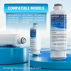 DESENRUIS Water Filter Replacement Compatible with Samsung HAF-QIN, HAF-QIN/EXP, DA97-17376B, DA97-08006C, RF23M8070SG, RF23M8070SR, RF23M8090SG, RF23M8570SR, Pack of 3