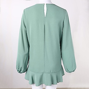 Blouse for Women Long Sleeve Kimloog Fashion Women Autumn Loose Long Puff Sleeve Soid Sweatshirt Top Blouse Red