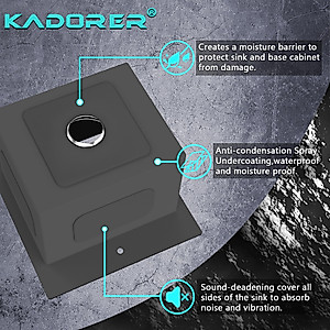 15 x 15 Inch Black Drop In Kitchen Bar Sink, Small Kitchen Sink Single Bowl Topmount Bar Prep Sink 18 Gauge Stainless Steel Bar Sink with Grid and Basket Strainer