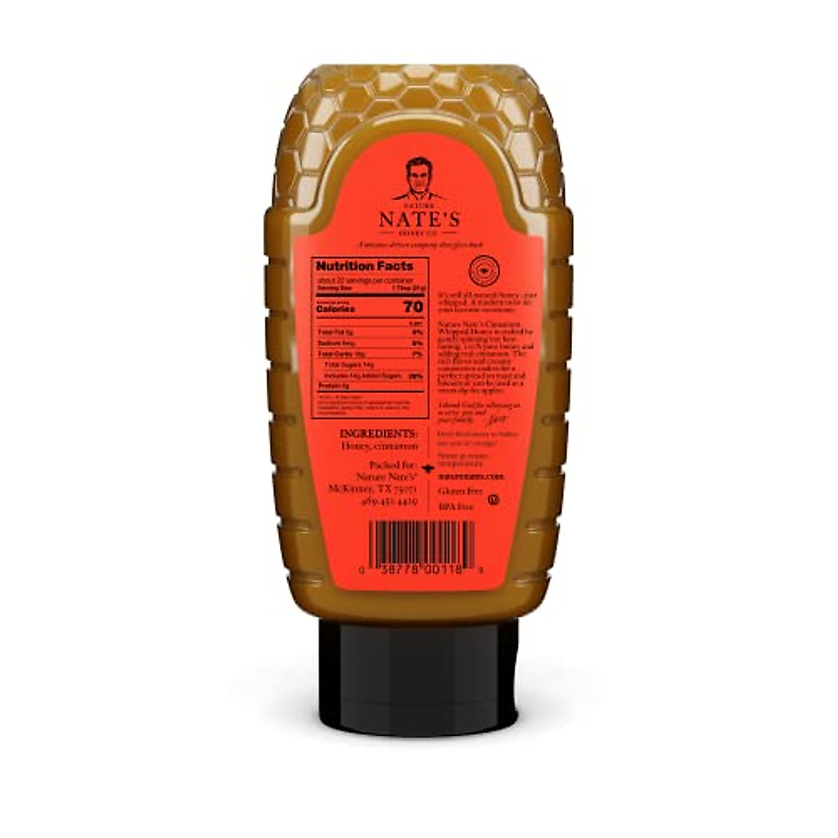 Nature Nate's Cinnamon Whipped Honey, Spreadable Honey, 16 Ounces