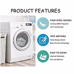 Zealude Paisley Floral Area Rug Non Slip Accent Throw Rug Machine Washable Rug Boho Chic Indoor Doormat Low Profile Floor Mat for Bathroom Entry Bedside Kitchen Sink (Blue, 4' x 6')