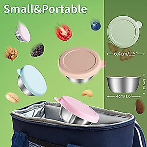 Salad Dressing Container To Go, 6x1.6oz Small Condiment Containers with Lids, 18/8 Stainless Steel Salad Dressing Container Sauce Cup for Lunch Bento Box, Reusable Leakproof Dipping Sauce Cups