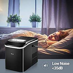 Ice Makers Countertop,Protable Ice Maker Machine with Handle,Self-Cleaning Ice Maker, 26Lbs/24H, 9 Ice Cubes Ready in 6-8 Mins, for Home/Office/Kitchen Black WANAI
