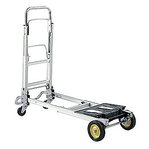 Safco Products Hide-Away Convertible Hand Truck, Dual Function, 400 lbs. Total Capacity, Aluminum Frame