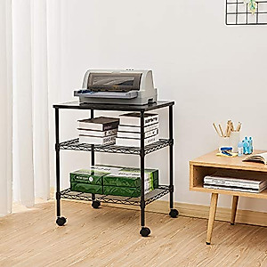 NALLBEIRRAA 3 Tier Adjustable Storage Shelf Metal Storage Rack Wire Shelving Unit Storage Shelves for Pantry Closet Kitchen Laundry Bathroom (Black4-3-Tier)