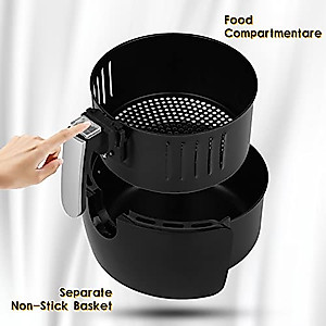 iRUNTEK Small 7-in-1 Air Fryer, 1400W 4 Quart Air Fryer for Healthy Cooking, Using Friendly, LED Display, Separate Non-stick Basket, Black