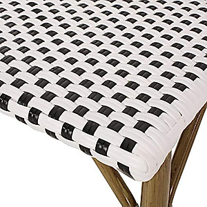 Christopher Knight Home Philomena Outdoor French Bistro Chair (Set of 2), Black + White + Bamboo Print Finish