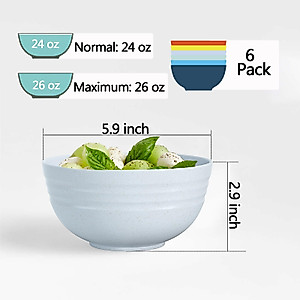 Homestockplus Unbreakable Cereal Bowls 24 OZ Microwave and Dishwasher Safe BPA-Free Bowl Dessert Bowls for Serving Soup, Oatmeal, Pasta and Salad [Set of 6]