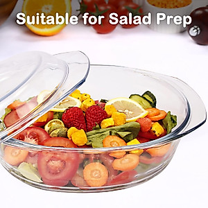 LERIYUFS 3.5L Glass Casserole with Glass Lid, Oval Clear Microwavable Glass Bowl With Lid, Oven Safe Covered Glass Baking Dish for Oven (118 oz-Oval)