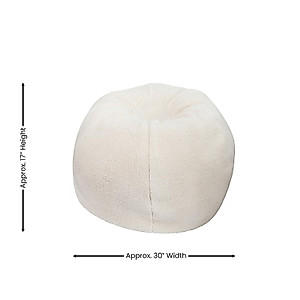 Flash Furniture Dillon Sherpa Bean Bag Chair, Classic Refillable Bean Bag Chair for Kids and Teens, Small, Natural