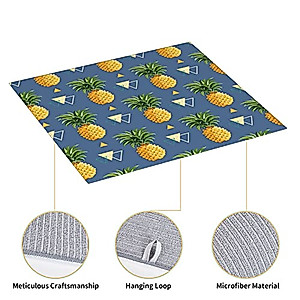 gold pineapple background Printed Drying Mat For Kitchen Ultra Absorbent Microfiber Dishes Drainer Mats Non-Slip Silicone Quick Dry Pad - 18 X 16inch