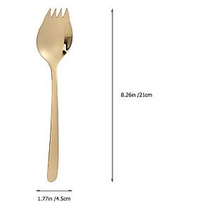 DOITOOL 304 Soup Spoons Stainless Steel Stainless Steel Pasta Forks Sporks Stainless Steel Sleek Forks Spoon Stainless Steel Spoons Pasta Salad Heavy Duty Spoon Snack Long Handle