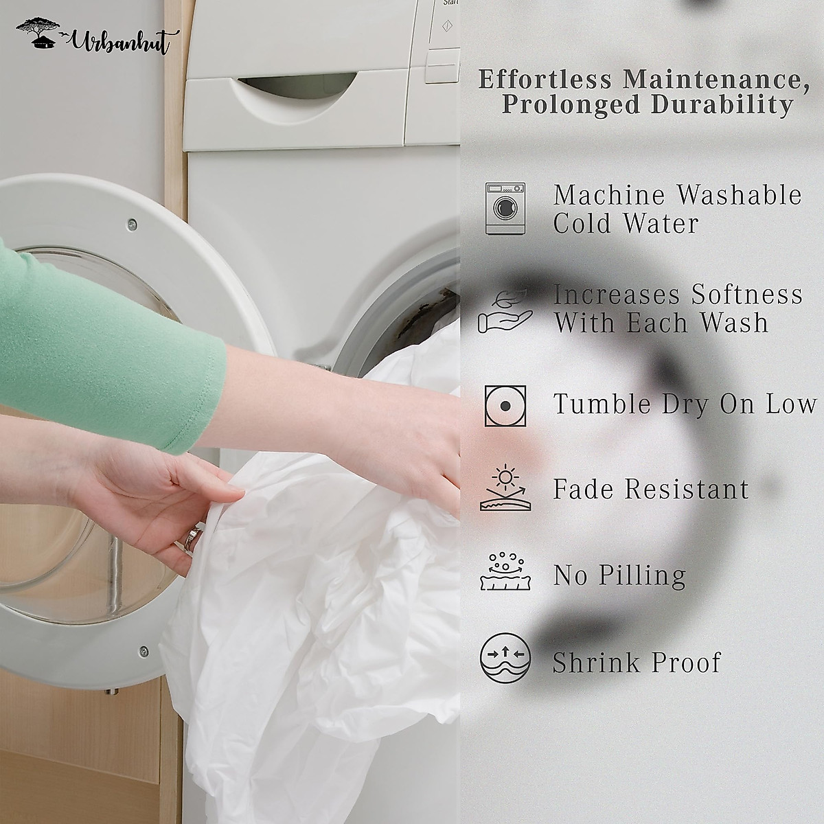 URBANHUT Queen Size Duvet Cover Set (3Pc),100% Cotton 400 Thread Count, Luxury Sateen Weave Quilt Cover, Soft & Breathable Comforter Cover with Hidden Button Closure and 2 Pillow Cases - Navy Blue