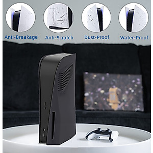 Disc Edition Face Plates with Cooling Vents Cover Skins Shell Panels for PS5 Console, Accessories for Playstation 5 Protective Shell Replacement Faceplate (Black)