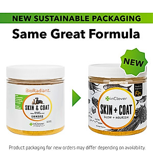In Clover Dog Skin and Coat Supplement, BioRadiant Natural Supplement for Dogs, Healthy Skin and Coat Supplement, Fish Oil Alternative Uses Carrots, Coconut, Omega 3's, Biotin and Zinc Soothe Skin
