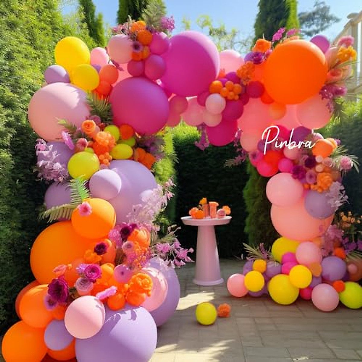 Pink Yellow Balloon Garland Hot Pink Matte Orange Pastel Purple Yellow Double Stuffed Lavender Balloon Arch Kit Latex Party for Baby Shower Birthday Wedding Flamingo Party