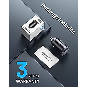 Car Charger, INIU Dual Ports [USB C 30W+USB A 30W] 5A QC 3.0 PD Fast Charge Car Charger Adapter, All-Metal Mini USB C Car Charger for iPhone 14 13 12 Pro Max iPad Samsung S21 MacBook Airpods Tablets