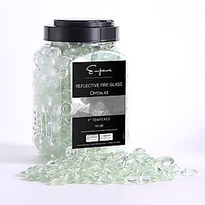 Empava 10 lbs. 1.0-in Drop Beads Reflective Tempered Glass for Gas Fire Pit, Crystal Ice