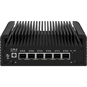 CWWK Fanless Mini PC Intel N Series-N305(8C/8T up to 3.8GHz) Low Power Processor, DDR5, 6x2.5GbE Intel I226V, 4K Display Outputs,M.2 NVMe, SATA3.0, 5 USB Ports, Firewall Router (N305-6L Barebone)