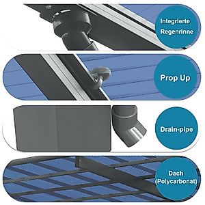 17x9x11 FT Outdoor Carport,Car Garage Shelter with Aluminum Metal Frame and Polycarbonate Panels,Heavy Duty Metal Carport Canopy,Weatherproof Single Side Garage Car Shelter Shade for,Car,Truck,Gray