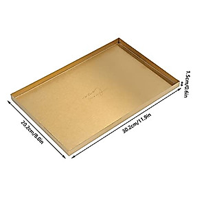 11.9x8.0 in Gold Rectangle Storage Tray Stainless Steel Tea Fruit Trays Desktop Cosmetics Perfume Jewelry Organizer Serving Tray for Home Living Room, Kitchen, Bathroom, Hotel