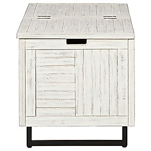 Signature Design by Ashley Coltport Storage Trunk or Coffee Table, Distressed White