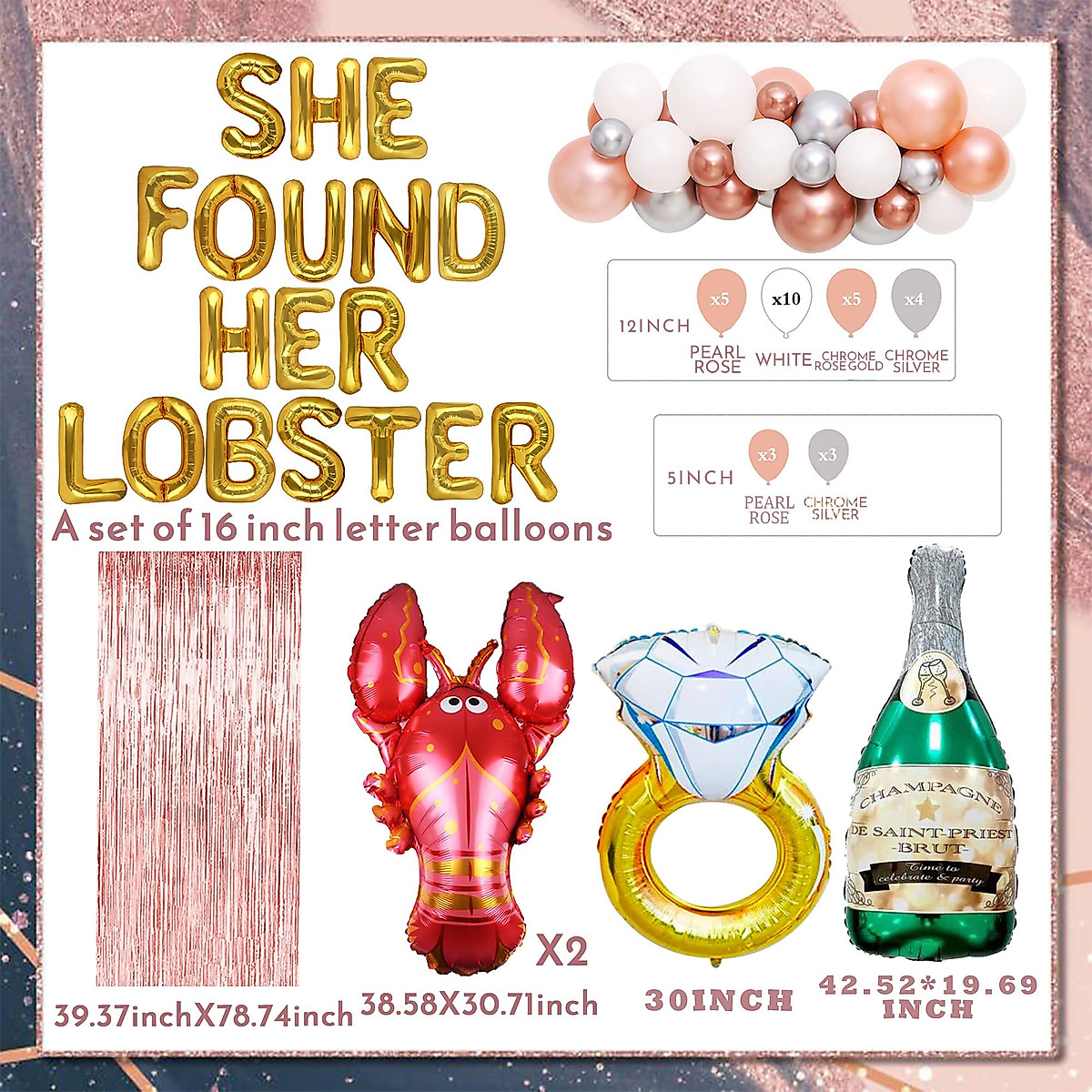 53 PCS She Found Her Lobster Bachelorette Decorations Friends Themed Bachelorette Party Favors Bridal Shower Bachelorette Balloons Engagement