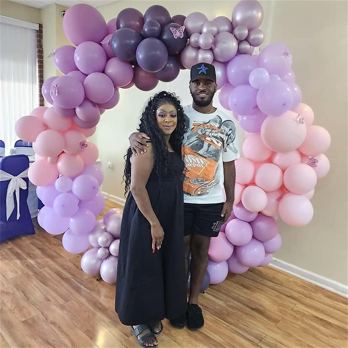 Dusty Purple Pink Balloon Arch Garland Kit, 104Pcs Double Stuffed Lavender Purple Lilac Pastel Pink Metallic Latex Balloons Arch for Girls Women Birthday Baby Bridal Shower Wedding Party Decoration