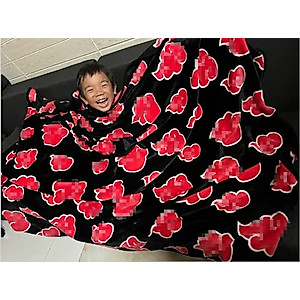 Red Clouds Coral Fleece Flannel Fleece Blanket Anime Cosplay Shawl Wrap Nap Quilt Throw Blanket (Red, 60'' x 80'')