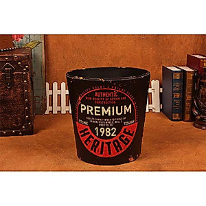 Daliuing Waste Can Creative British Leather Round Trash can for Household use Garbage Waste Basket for Washroom/Bathroom