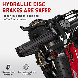 Electric Bike for Adults, HOVSCO Foldable 20'' Fat Tire Ebike 750W Motor Torque Sensor 28Mph Bike, 48V 15AH LG Battery 65 Miles Adult Bicycle with Shimano 7-Speed, Dual Shock Absorber, Red