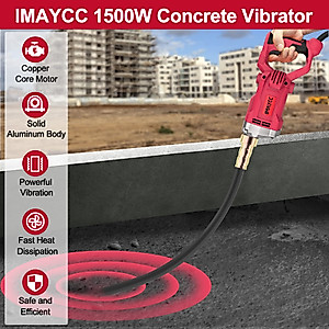 IMAYCC Concrete Vibrator 1500W Handheld Concrete Vibrating Tool with 6.6ft Shaft Rod Electric Concrete Vibrabrater 14400VPM Portable Power Concrete Vibrators for Various Concrete Construction