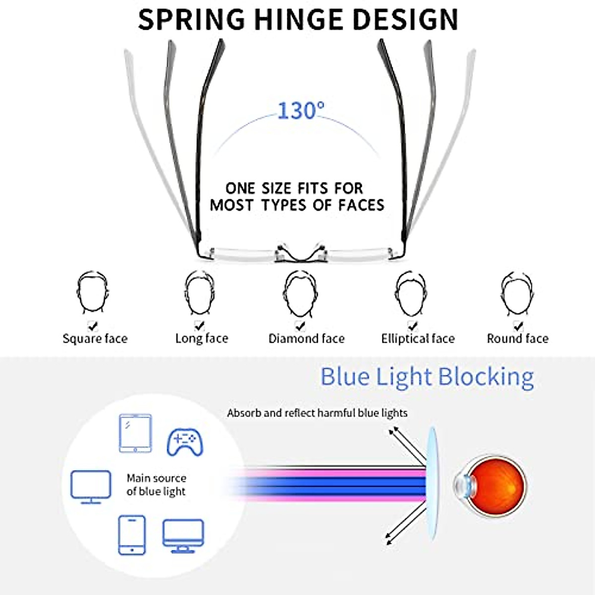 JJWELL 3 Pack Reading Glasses for Men Blue Light Blocking, Lightweight Rimless Metal Mens Eyeglasses Readers, Anti Eyestrain/Dryness/Computer Glare/UV 400, Spring Hinge Eyeglasses(175 Strength)