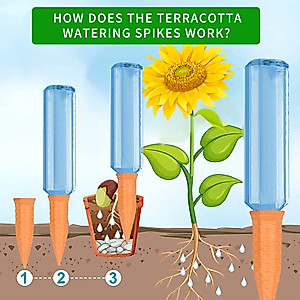 Baxrou Plant Self Watering Stakes 12 Pack Terracotta Watering Spikes for Indoor and Outdoor Plants,Wine Bottle Plant Watering Devices, Automatic Plant Waterers for Vacation