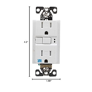 EATON TWRSGF15W Arrow Hart Tamper and Weather Resistant Duplex Gfci Receptacle, 125 Vac, 15 A, 2 Pole, 3 Wire, White