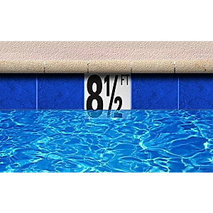 Ceramic Swimming Pool Deck Depth Marker " 3" Abrasive Non-Slip Finish, 5 inch Font