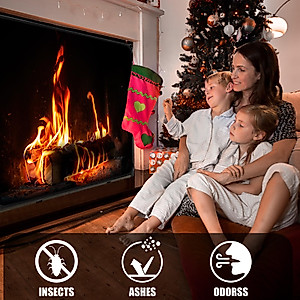 Magnetic Fireplace Cover for Inside Fireplace Stops Heat Loss, Fireplace Blanket Draft Stopper for Winter & Summer, Hot & Cold Air Blocker, Flame, 38”W X 31”H Insulated Fireplace Draft Cover