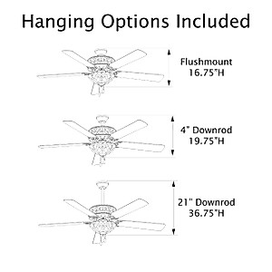 RIVER OF GOODS Stained Glass Magna Carta LED Ceiling Fan - 52" L x 52" W - Tiffany Style - Flush Mount Ceiling Fan with Remote - Teal