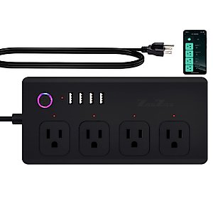 Zauzau Zigbee Smart Power bar(Tuya ZigBee Hub Required) Surge Protector USB Power 5Ft Extension Cord with 4 USB Ports & 4 AC Outlets,Compatible with Alexa,Google Assistant,Voice Control