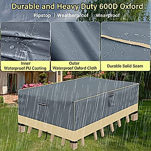 Patio Furniture Covers Waterproof & Heavy Duty 74 Inch, 600D Oxford Cloth Outdoor Patio Table Cover, 74" L x 47" W x 28" H Rectangular Patio Covers for Outdoor Furniture & Dining Table and Chairs Set