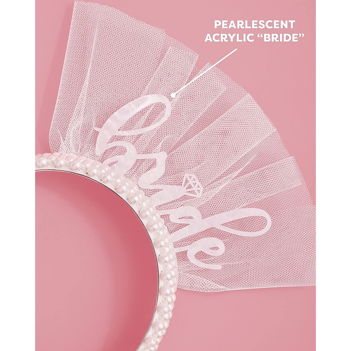 xo, Fetti Bachelorette Party Decorations Pearl Bride Headband | White Headpiece Bridal Shower Gift, Bridesmaid Favors