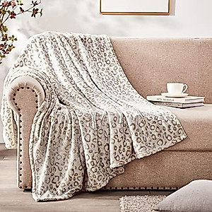 HOMEIDEAS Fleece Flannel Printed Blanket Twin Size, 61X80 Inches Soft Lightweight Microfiber Throw Blanket for Couch/Sofa/Bed for All Season,Brown Leopard/Cheetah