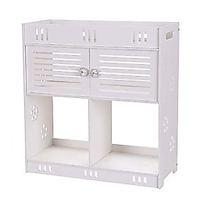 Ochine Home Bathroom Cabinet Wall Mounted with Doors, Bathroom Medicine Cabinet Non-Perforated Wood Hanging Cabinet Wall Bathroom Cabinet PVC Wall Cabinets with Doors and Shelves Over The Toilet