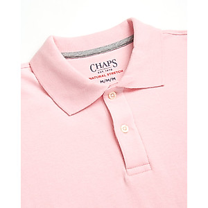 Chaps Men's Polo Shirt - Classic Fit Short Sleeve 2-Button Double Knit Cotton Polo Shirt (S-XL), Size Medium, Pink Carnation