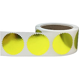 Veltec 2” Glossy Self-Adhesive Foil Seal Labels for Certificates, Notary Seals, Embossing Seals, Awards, Corporate Seals, 250 Stickers (Gold)